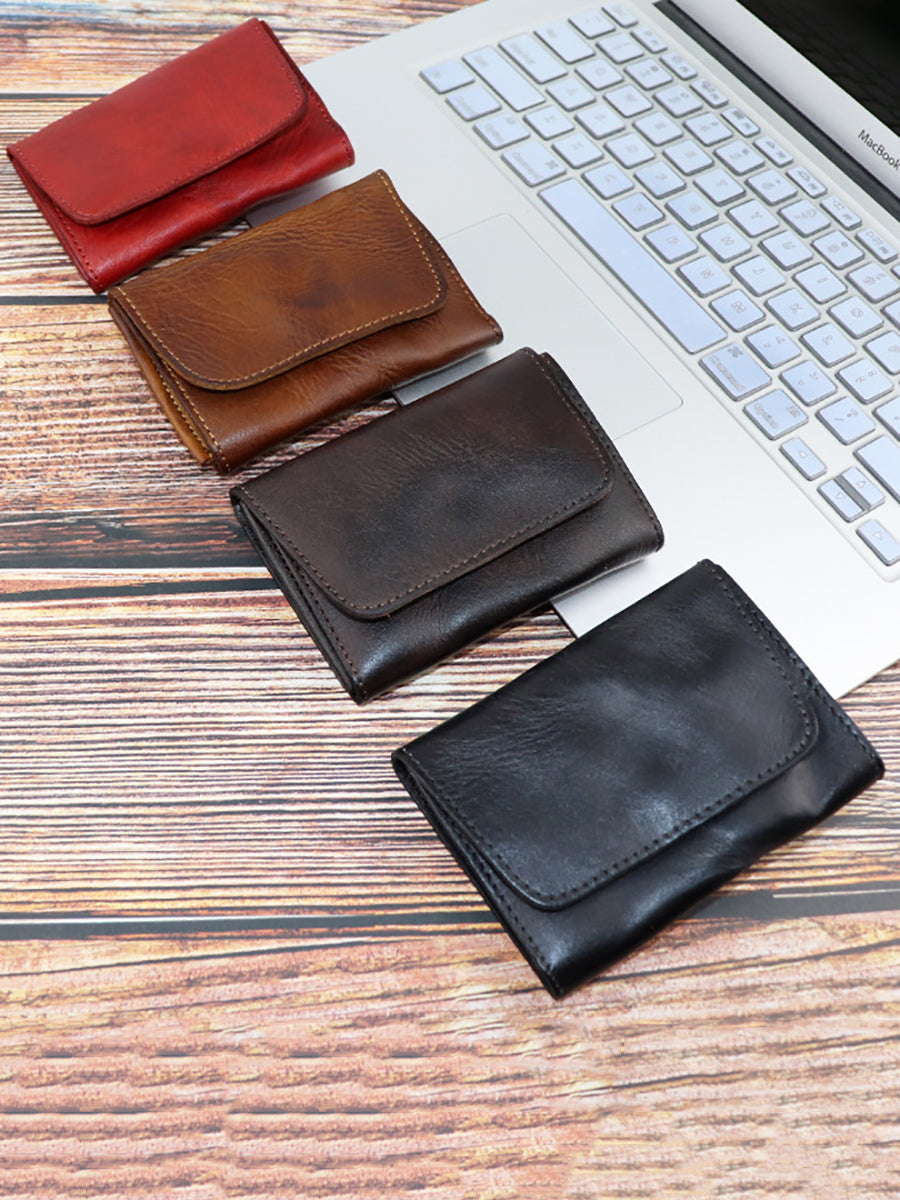Cartera multifunción vintage de cuero genuino con botones – BUYKUD